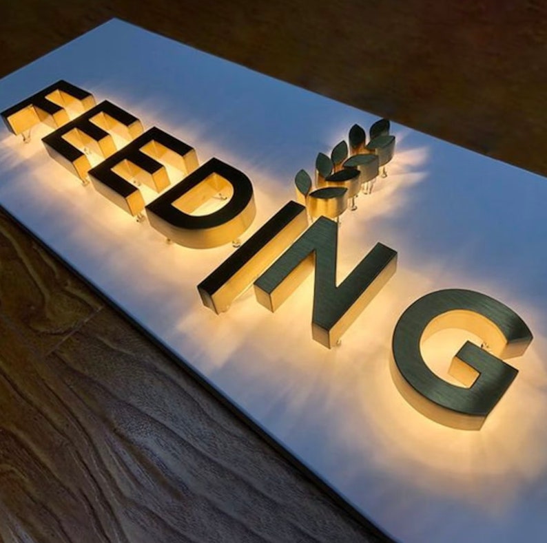 Letrero comercial personalizado / Letrero retroiluminado 3d / Letreros retroiluminados de metal ...