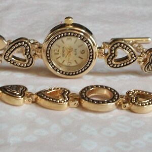Women's Heart Gold and Rose Gold Finish Fashion Party Watch Set and ...