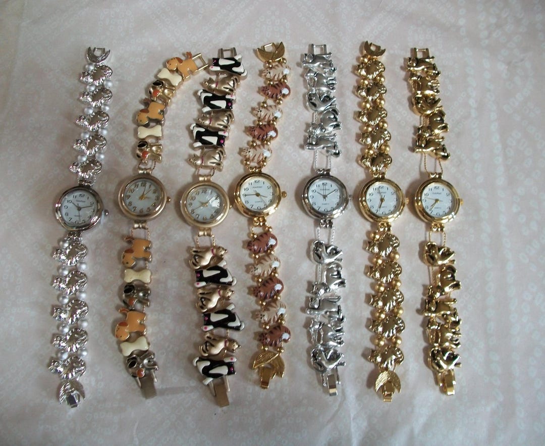 Women's Cute Animal Dog, Cats Silver & Gold Finish Fashion Fun Watches ...