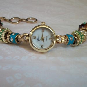 Women's Multicolor, Gold and Rose Gold Moving Charms and Beads Toggle ...