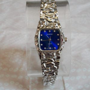 Geneva Gold or Silver Finish Black, Blue, Silver and White Dial Nugget ...