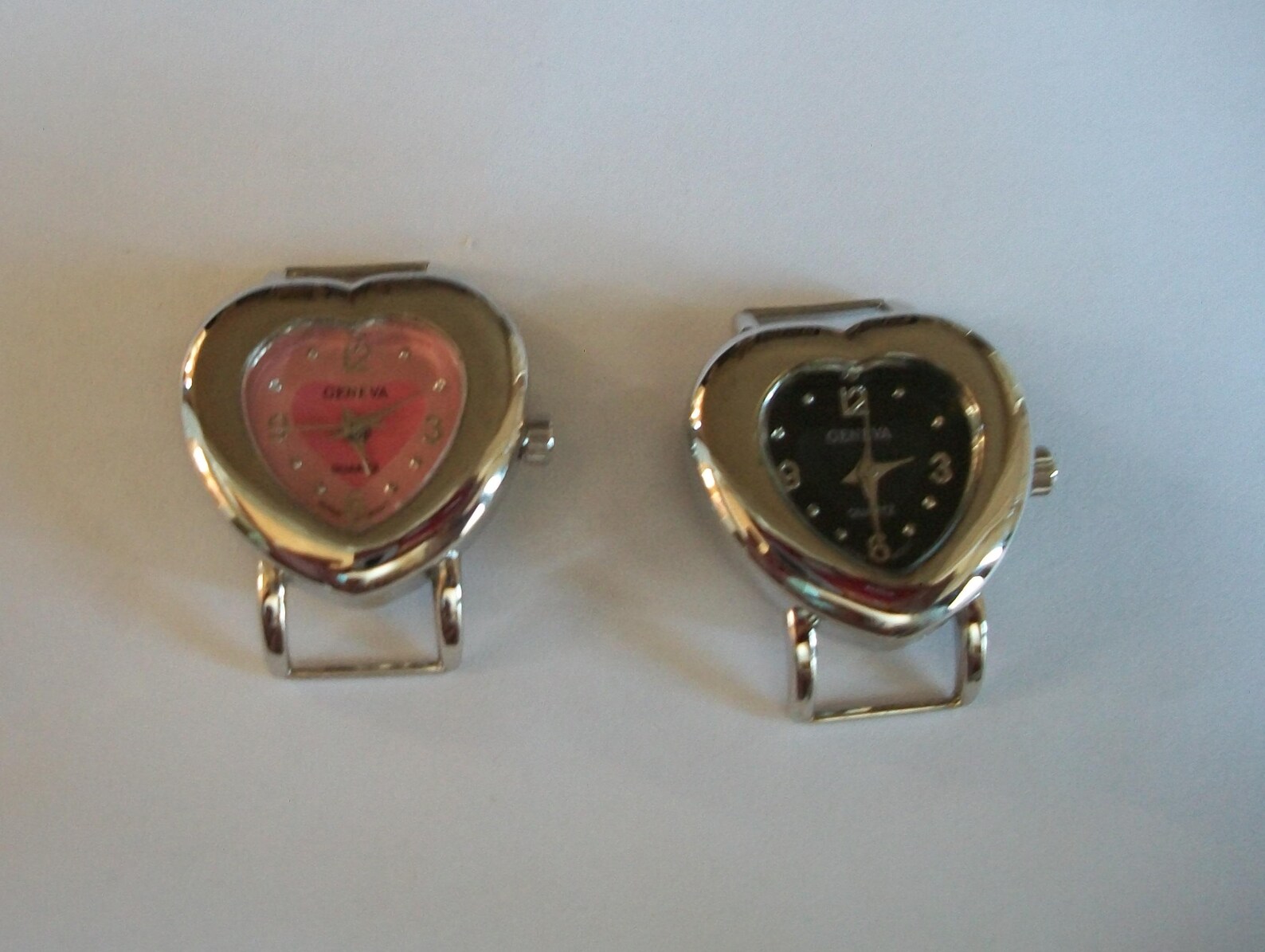 Women's Silver Finish Dark Pink, Pink, Red, White and Black Dial Heart ...
