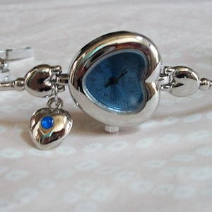 Women's Black, Red, Green, Pink, Blue, Silver Dial Dangling Heart ...