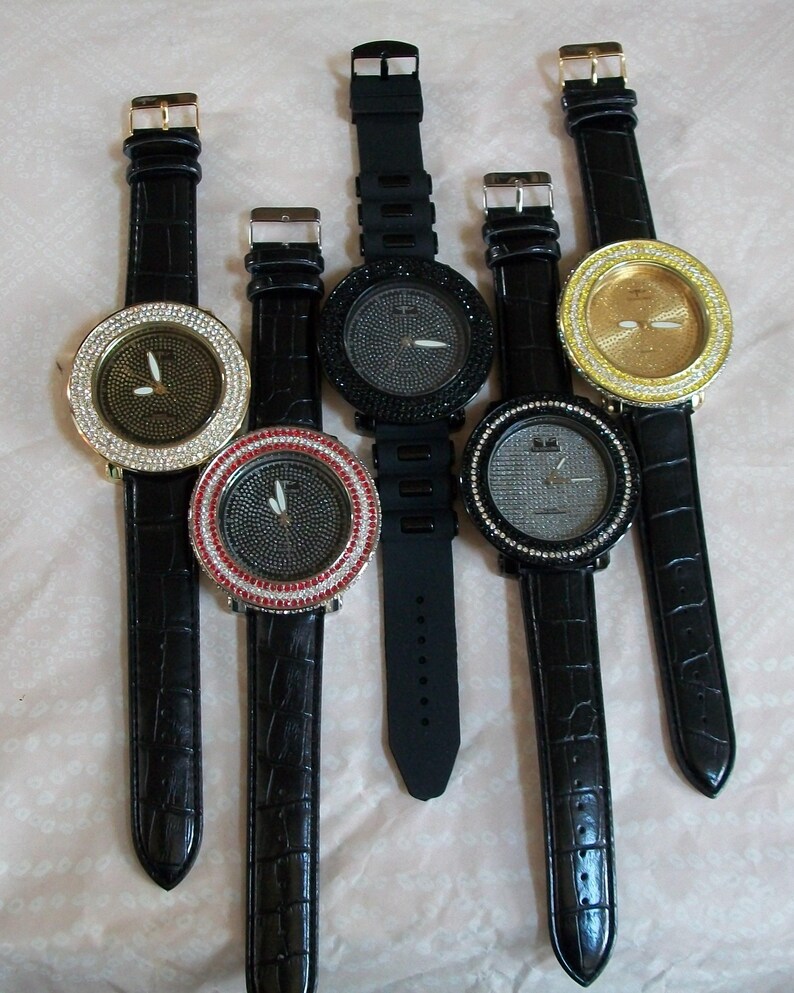 Men's 3 Row Stone Techno Pave Fashion Dressy Hip Hop Watch - Etsy