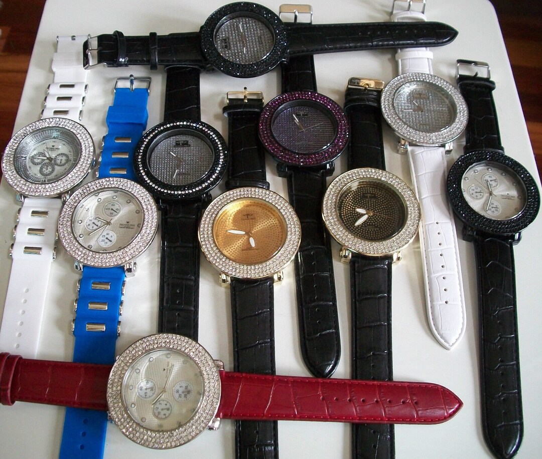 Men's 3 Row Stone Techno Pave Fashion Dressy Hip Hop Watch - Etsy