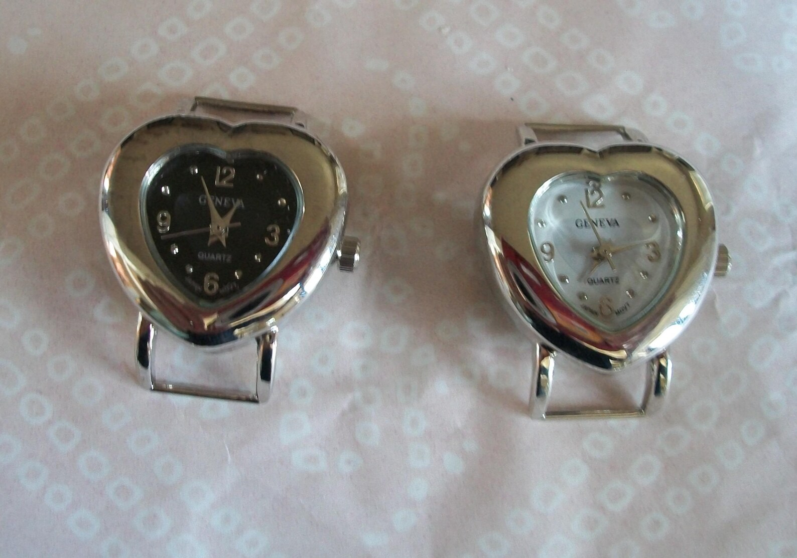 Women's Silver Finish Dark Pink, Pink, Red, White and Black Dial Heart ...