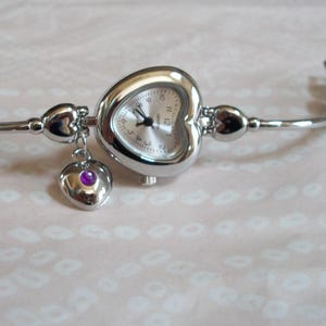 Women's Black, Red, Green, Pink, Blue, Silver Dial Dangling Heart ...