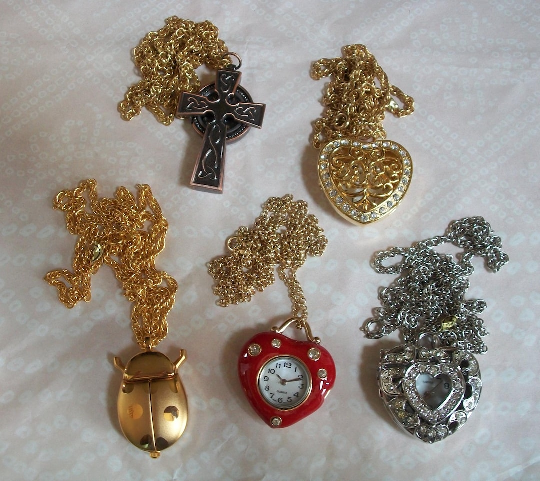 Women's Gold Finish Lady Bug, Red, Gold, Silver Heart, Rose Gold Cross ...