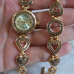 Women's Heart Gold and Rose Gold Finish Fashion Party Watch Set and ...