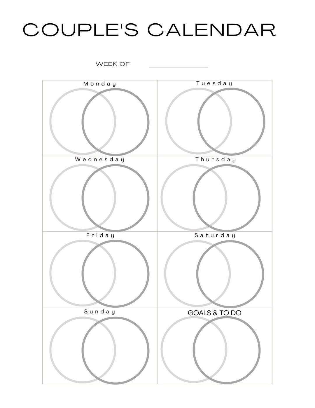 Couple's Calendar Printable, Instant Download - Etsy