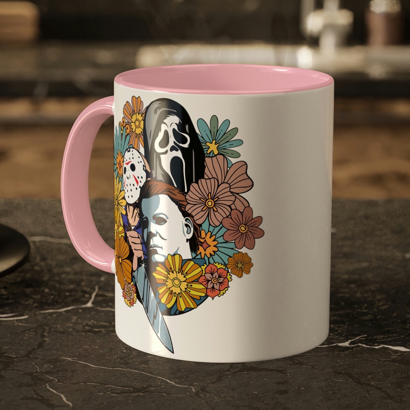 Horror Slasher Mug, Sunflower Horror Movie Mug, Horror Fan Bestfriend ...
