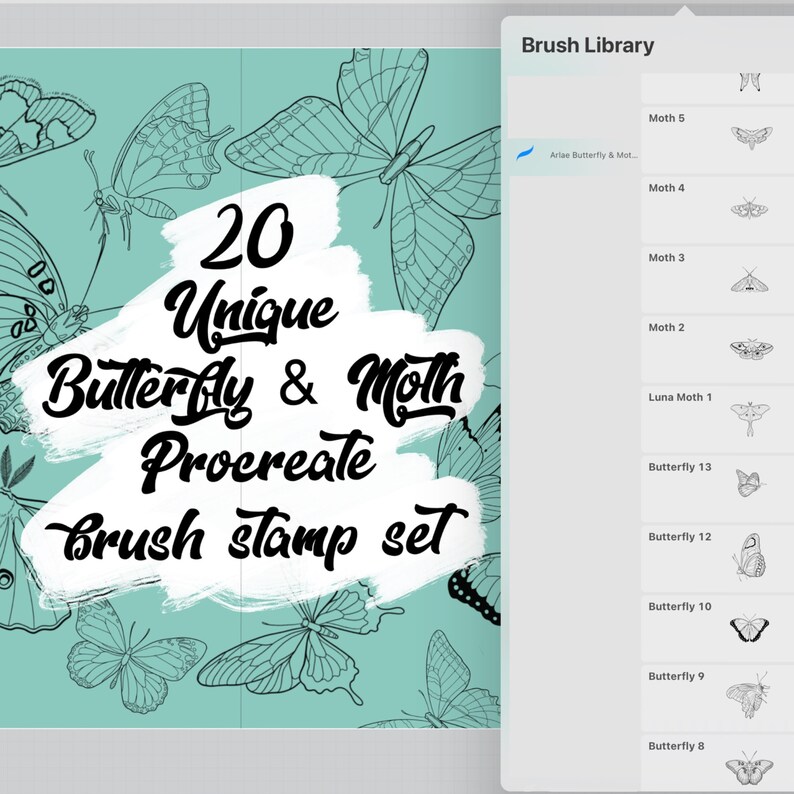 20 Unique Butterfly & Moth Procreate Stamp Brushes. - Etsy