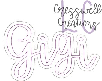 Gigi Hand Lettered Zig Zag Stitch Double Applique Design for Machine ...