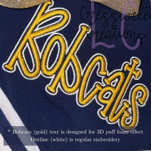High School Mascot Bobcats 3D Puff Machine Embroidery Design - Etsy