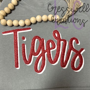 High School Mascot Tigers Shadow Bean Stitch Double Applique Machine ...