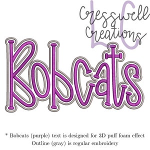 High School Mascot Bobcats 3D Puff Machine Embroidery Design - Etsy