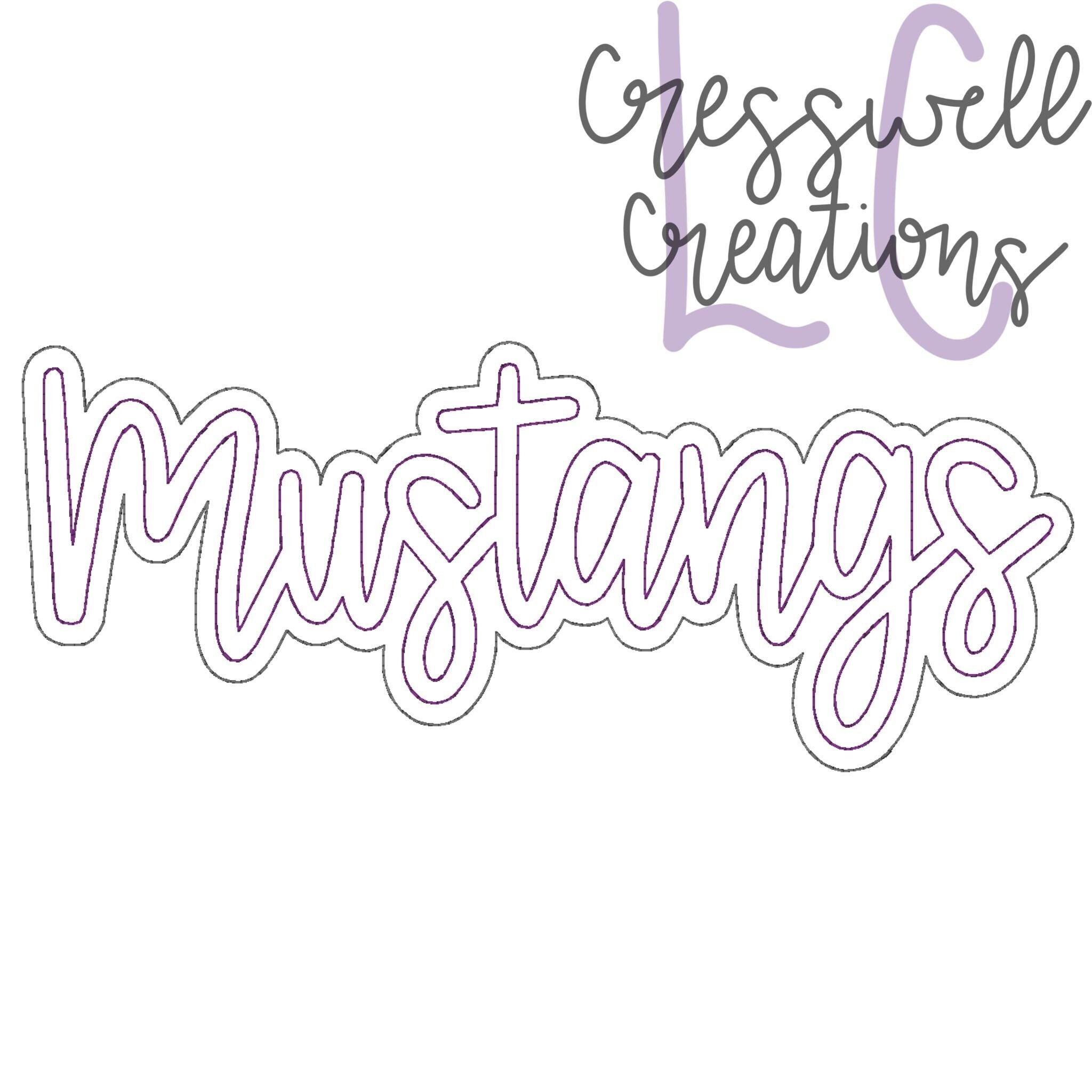 High School Mascot Mustangs Bean Stitch Double Applique Machine ...