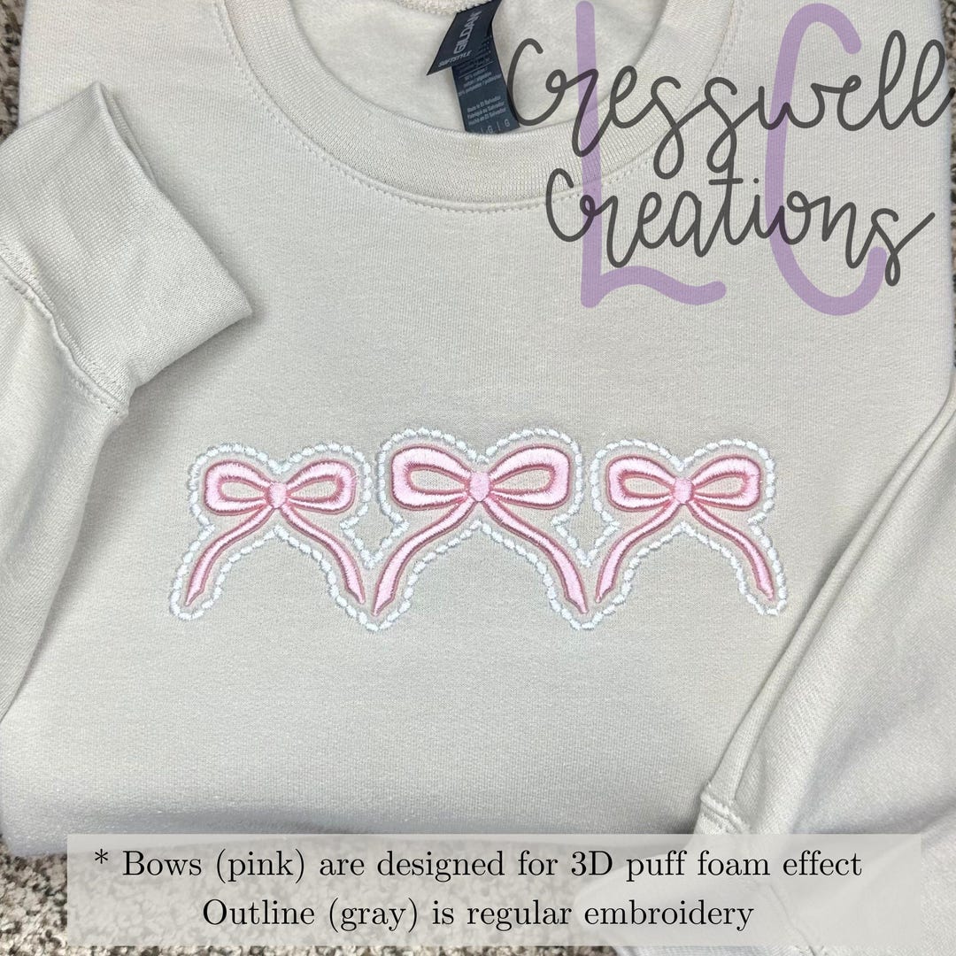 Bows 3D Puff Machine Embroidery Design - Etsy