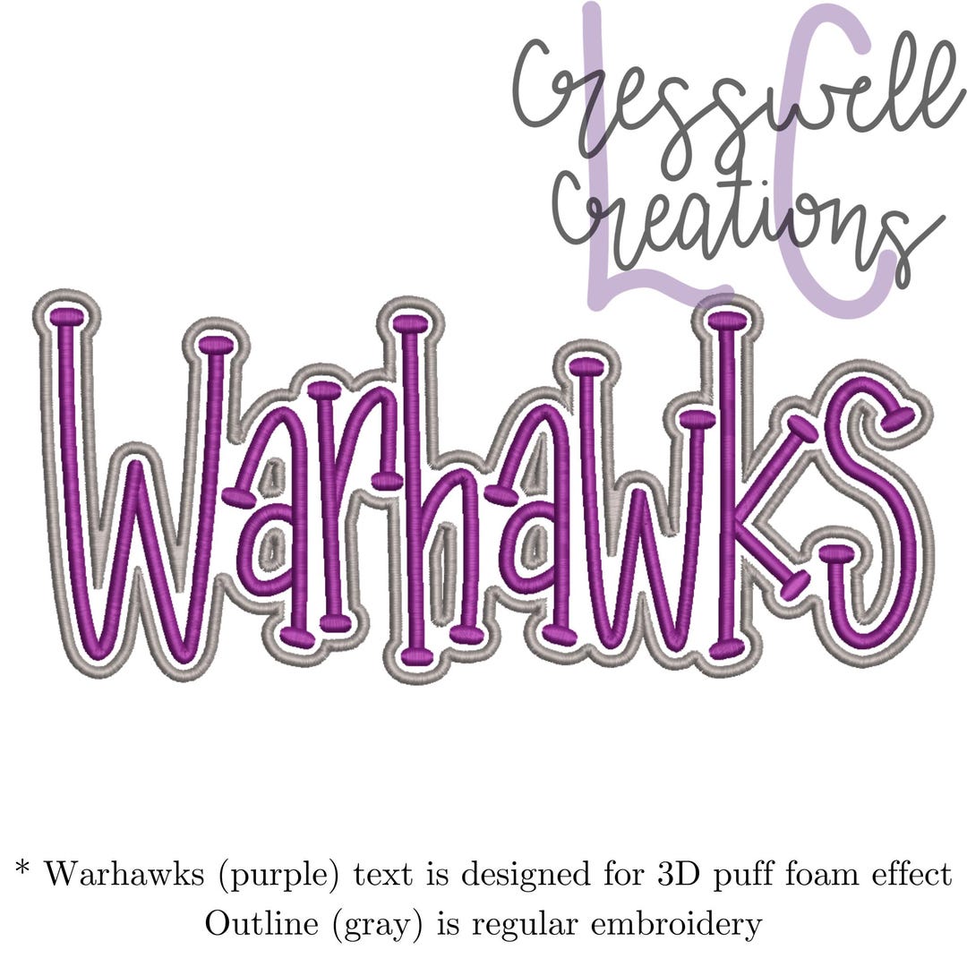 High School Mascot Warhawks 3D Puff Machine Embroidery Design - Etsy