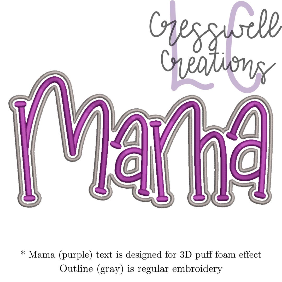 Mama 3D Puff Machine Embroidery Design - Etsy