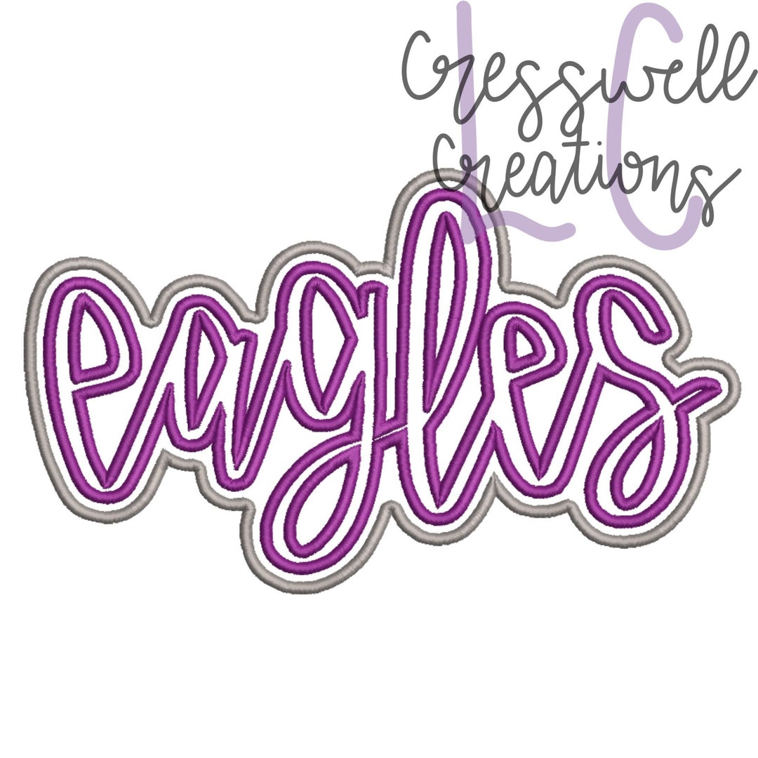 High School Mascot Eagles Satin Stitch Double Applique Machine ...