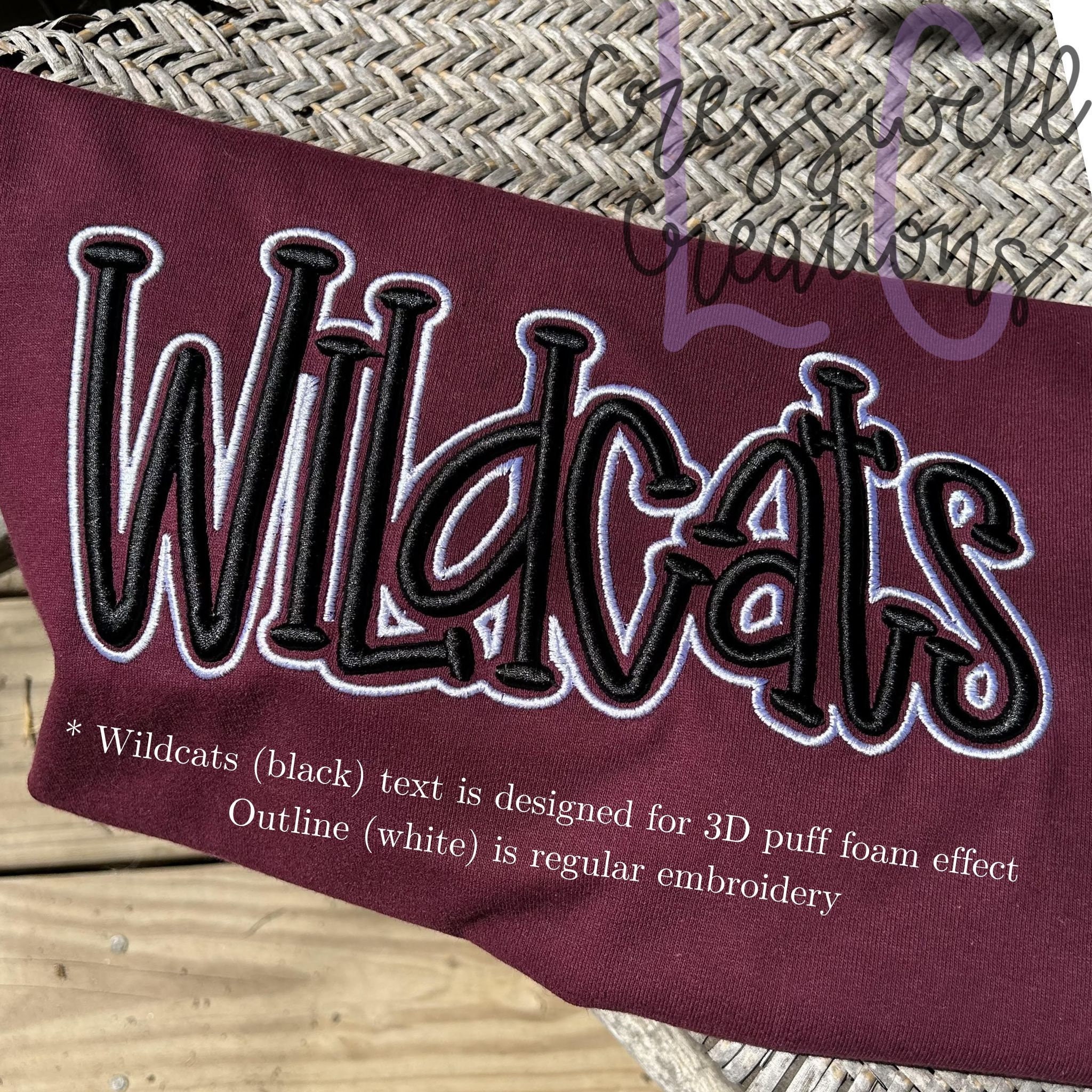 High School Mascot Wildcats 3D Puff Machine Embroidery Design - Etsy