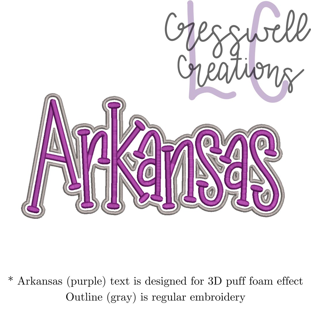 The State of Arkansas 3D Puff Machine Embroidery Design - Etsy