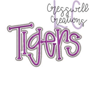 High School Mascot Tigers With Outline Machine Embroidery Design - Etsy