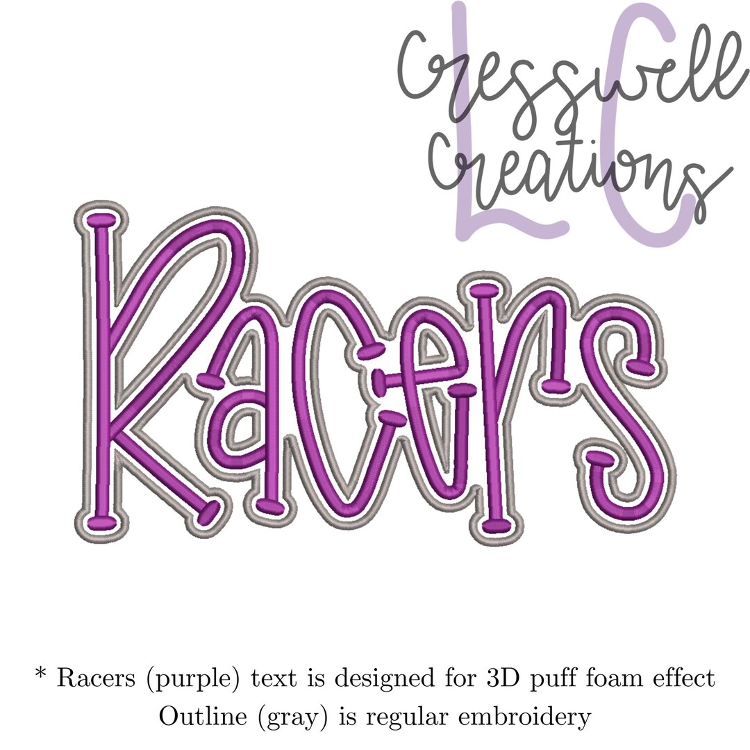 Racers 3D Puff Machine Embroidery Design - Etsy