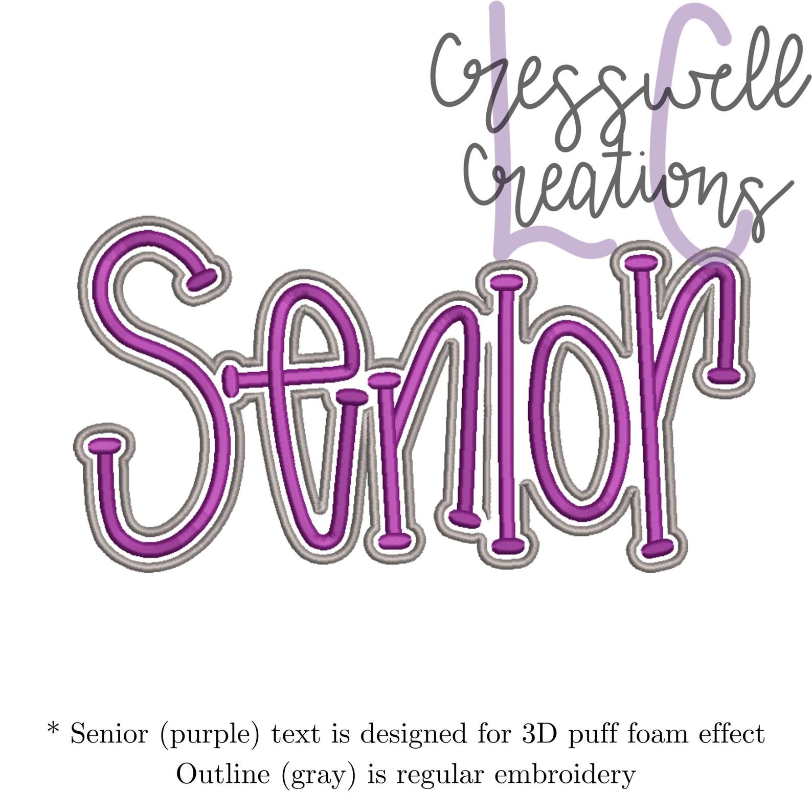 Senior 3D Puff Machine Embroidery Design - Etsy