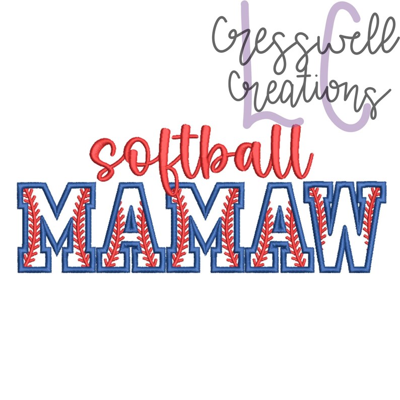 Softball Mamaw Applique Machine Embroidery Design // Includes Laces ...