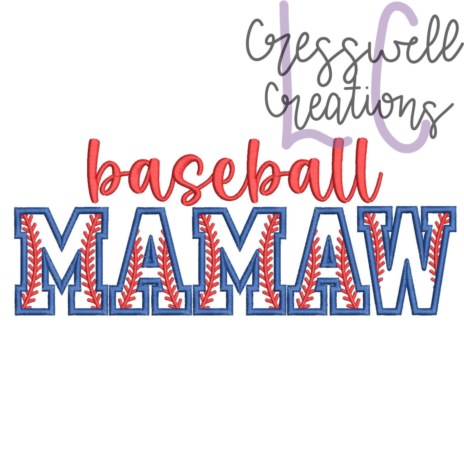 Baseball Mamaw Applique Machine Embroidery Design // Includes Laces ...
