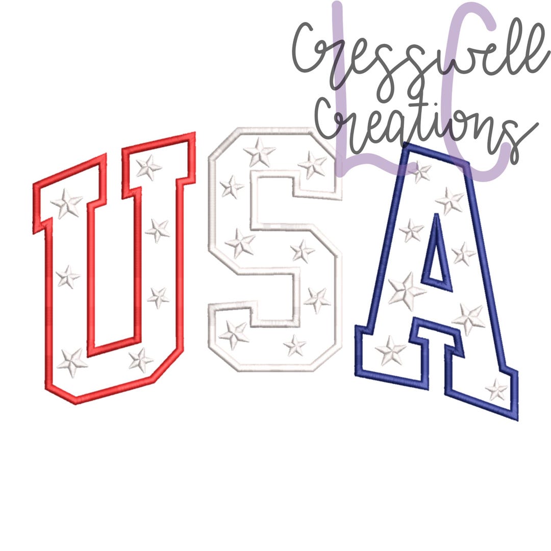 USA With Stars Machine Embroidery Design - Etsy