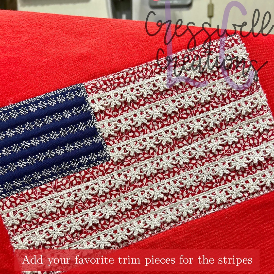 American Flag Quilted, Decorative Trim and Diamond Stitch Applique ...