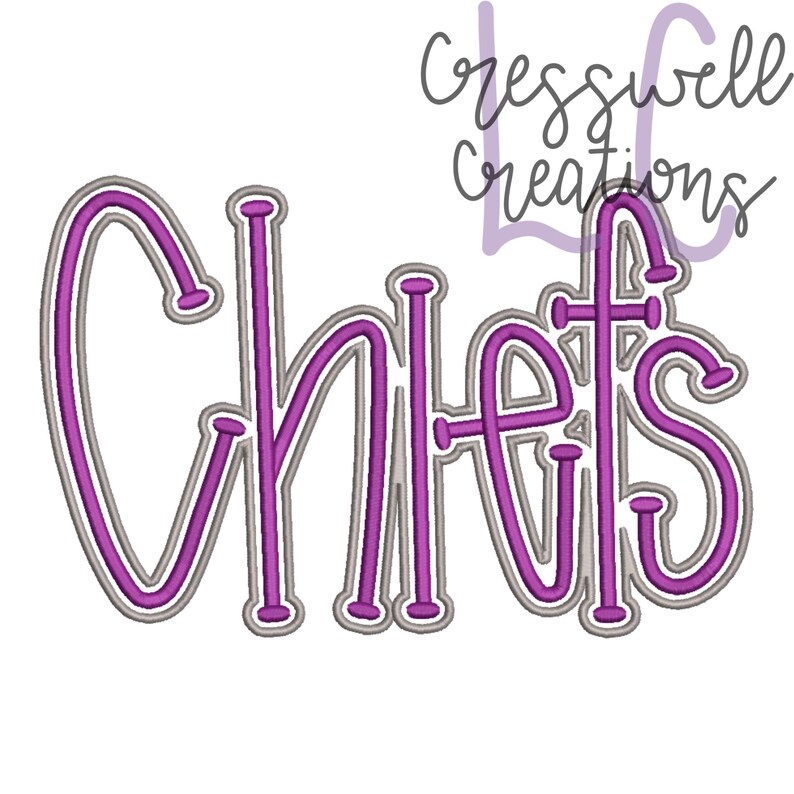 High School Mascot Chiefs With Outline Machine Embroidery Design - Etsy