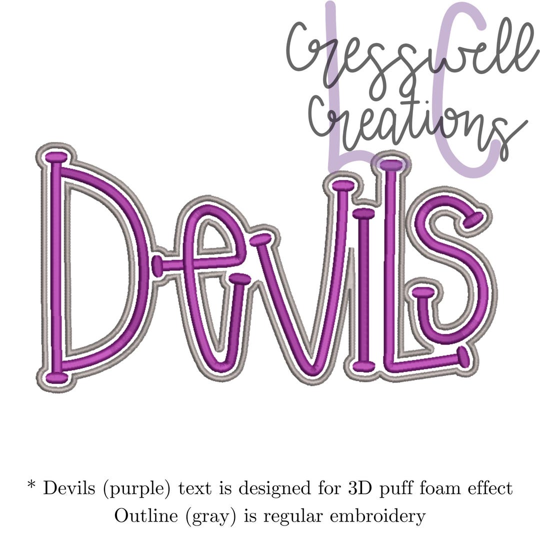 High School Mascot Devils 3D Puff Machine Embroidery Design - Etsy