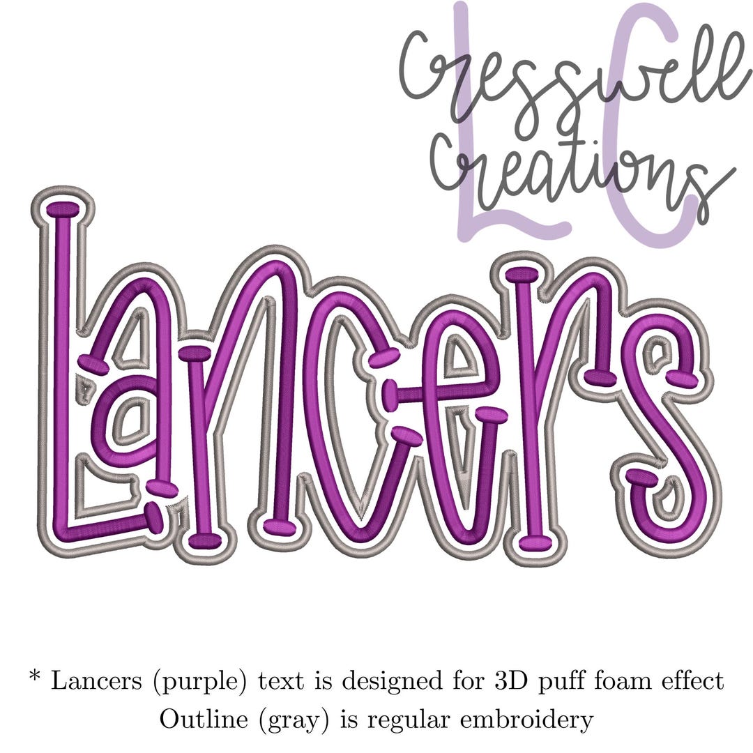 High School Mascot Lancers 3D Puff Machine Embroidery Design - Etsy