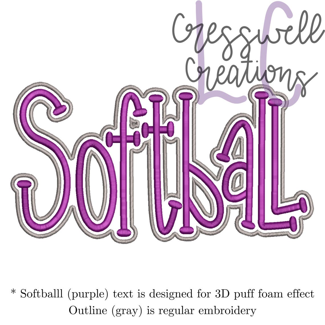 Softball 3D Puff Machine Embroidery Design - Etsy
