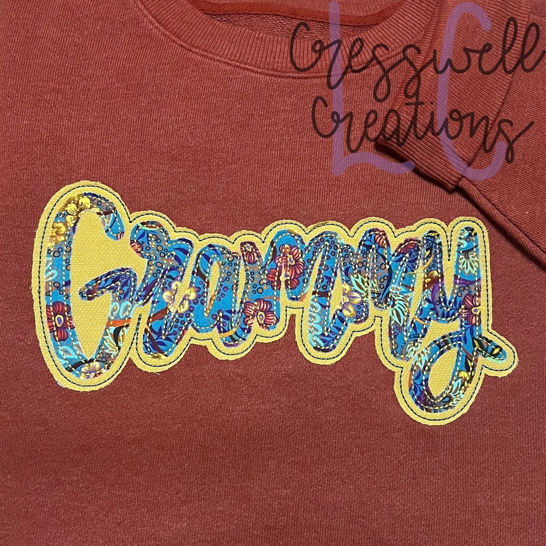 Grammy Bean Stitch Double Applique Machine Embroidery Design - Etsy
