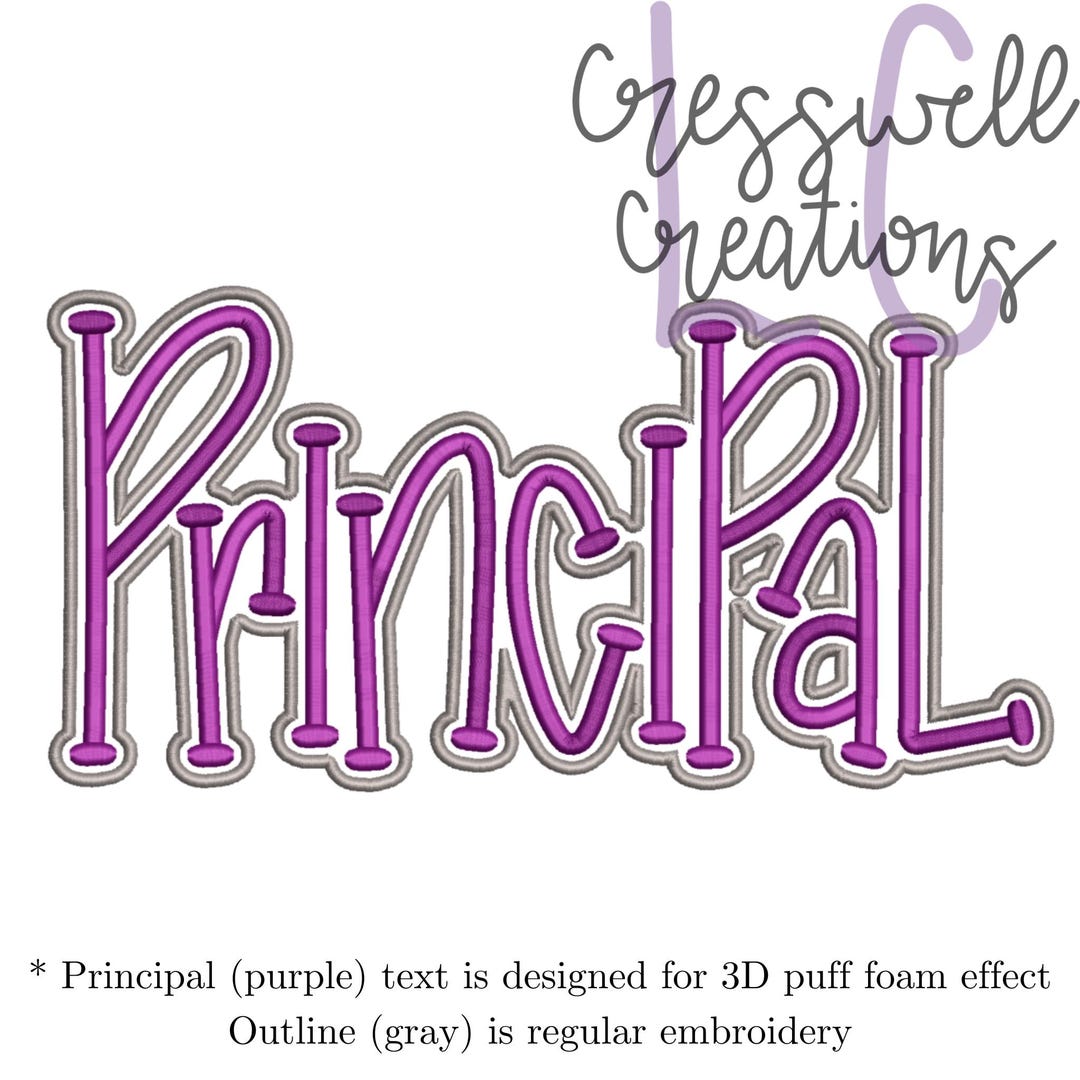 Principal 3D Puff Machine Embroidery Design - Etsy