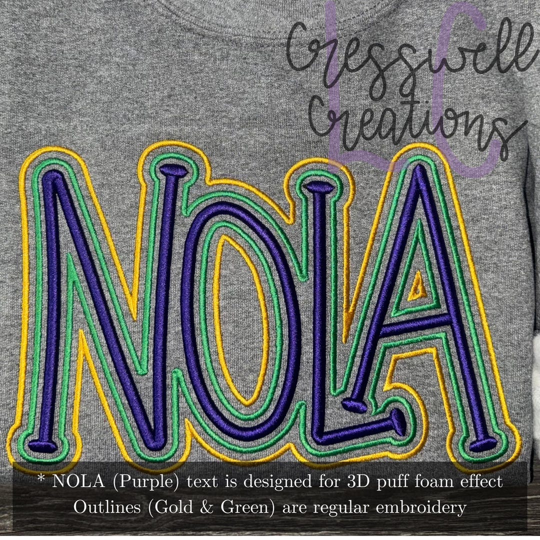 NOLA 3D Puff Machine Embroidery Design - Etsy