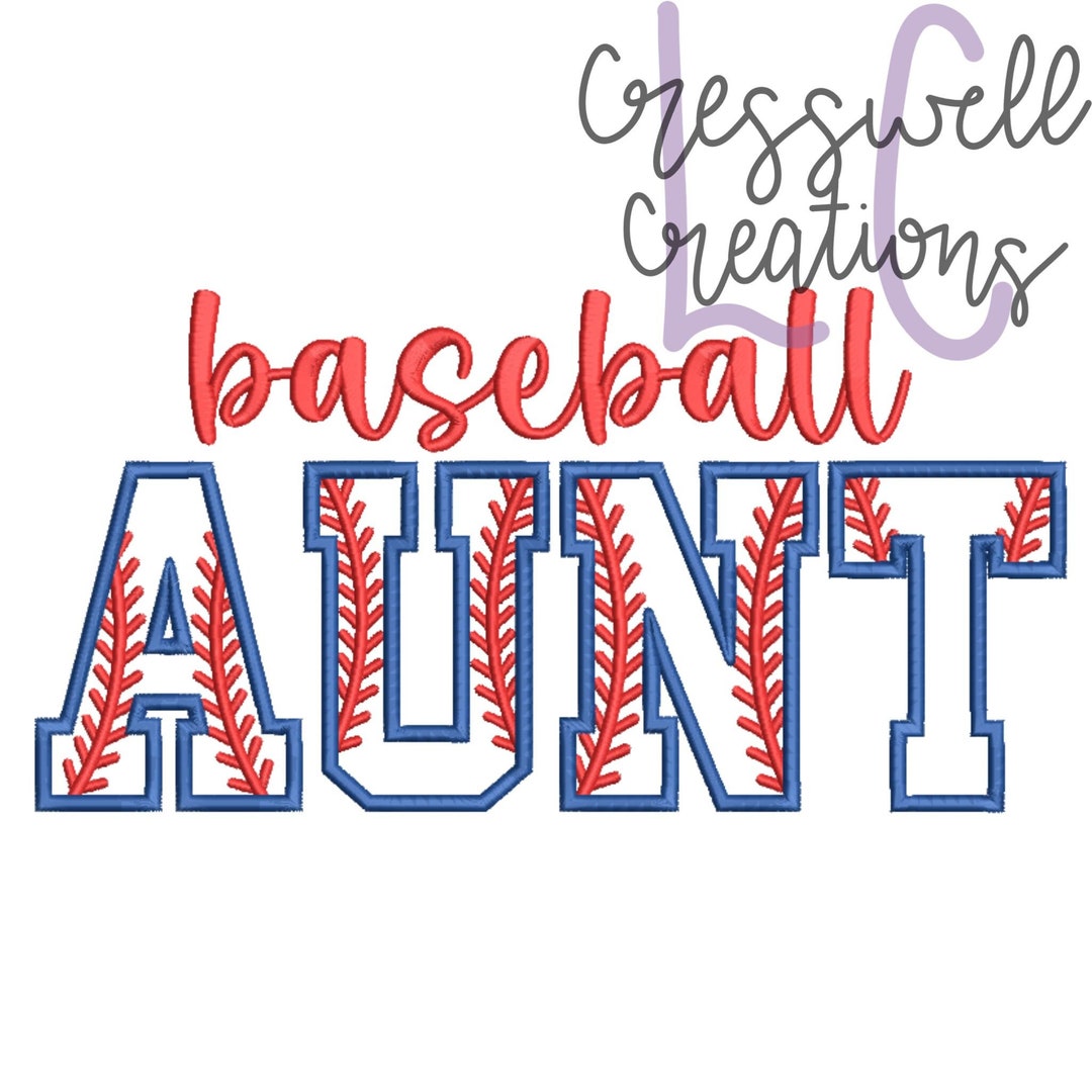 Baseball Aunt Applique Machine Embroidery Design // Includes Laces ...
