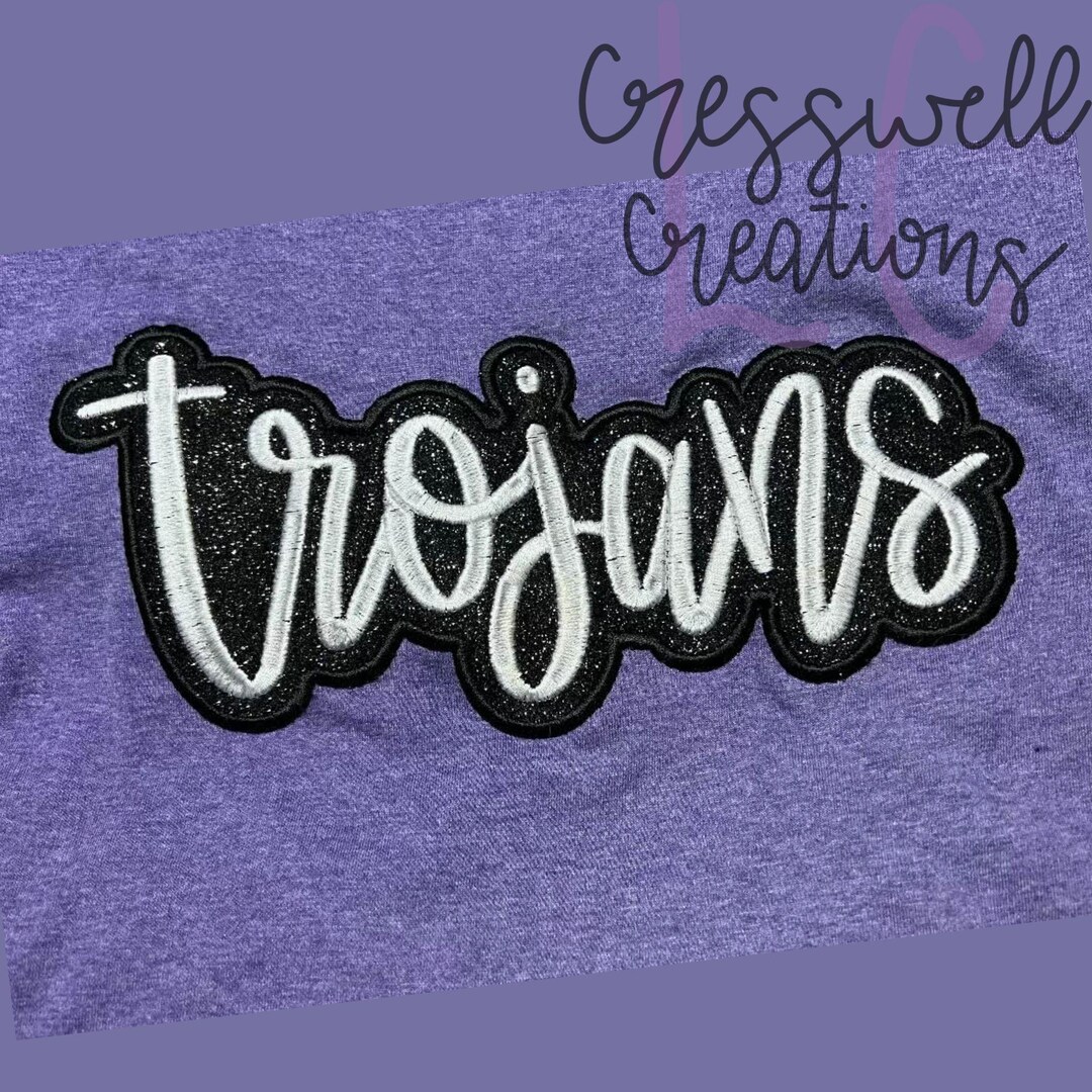 High School Mascot Trojans Satin Stitch Applique Machine Embroidery Design - Etsy