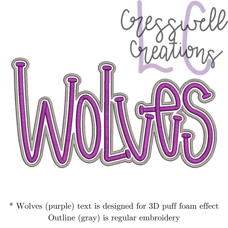 High School Mascot Wolves 3D Puff Machine Embroidery Design - Etsy