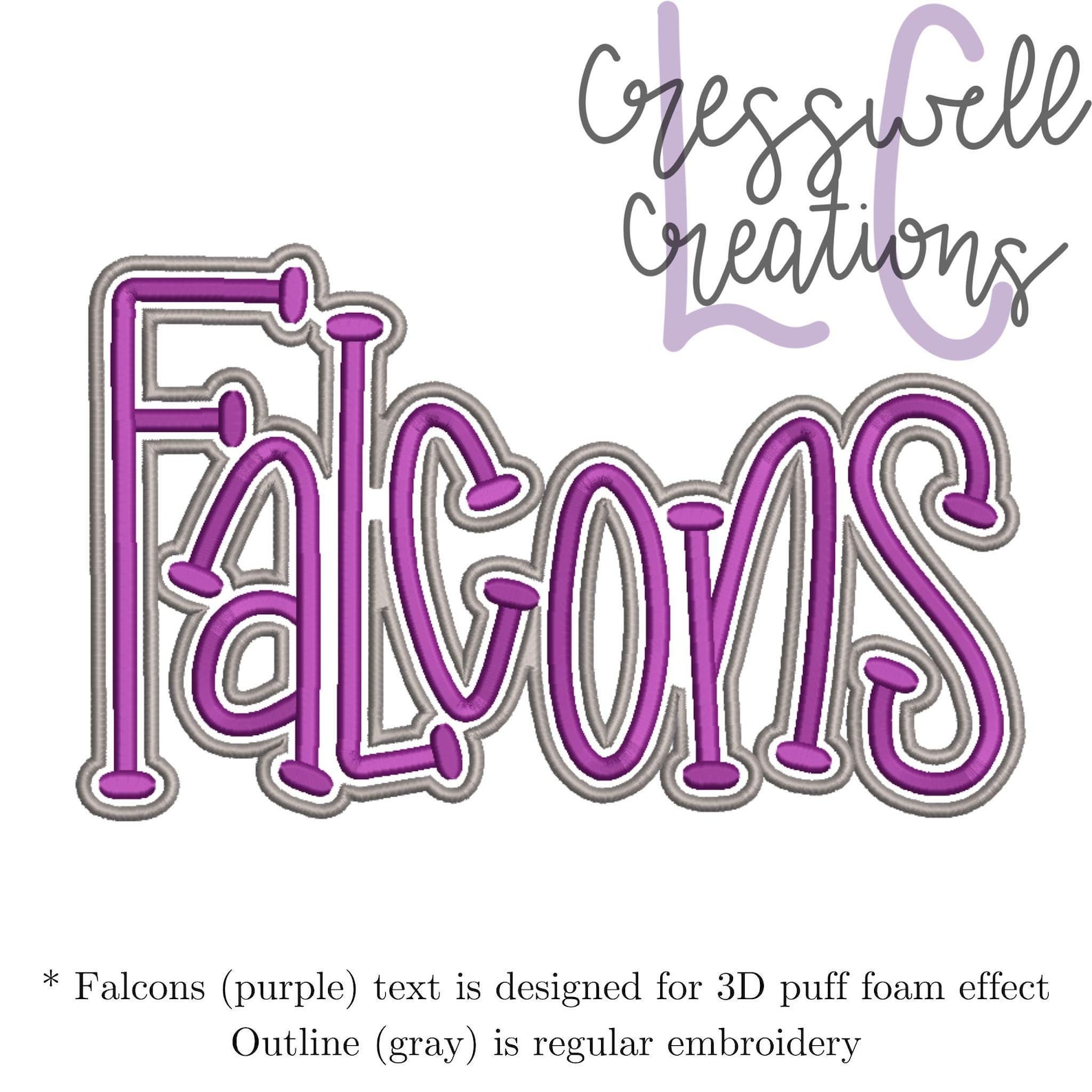 High School Mascot Falcons 3D Puff Machine Embroidery Design - Etsy
