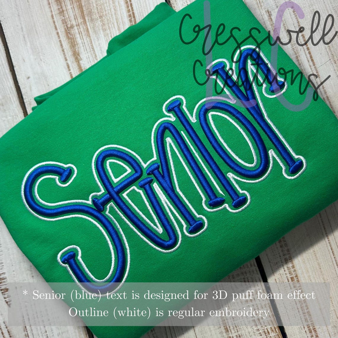 Senior 3D Puff Machine Embroidery Design - Etsy