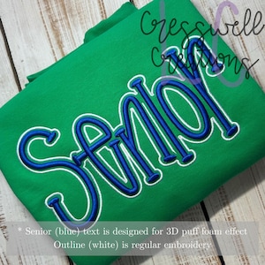 Senior 3D Puff Machine Embroidery Design - Etsy