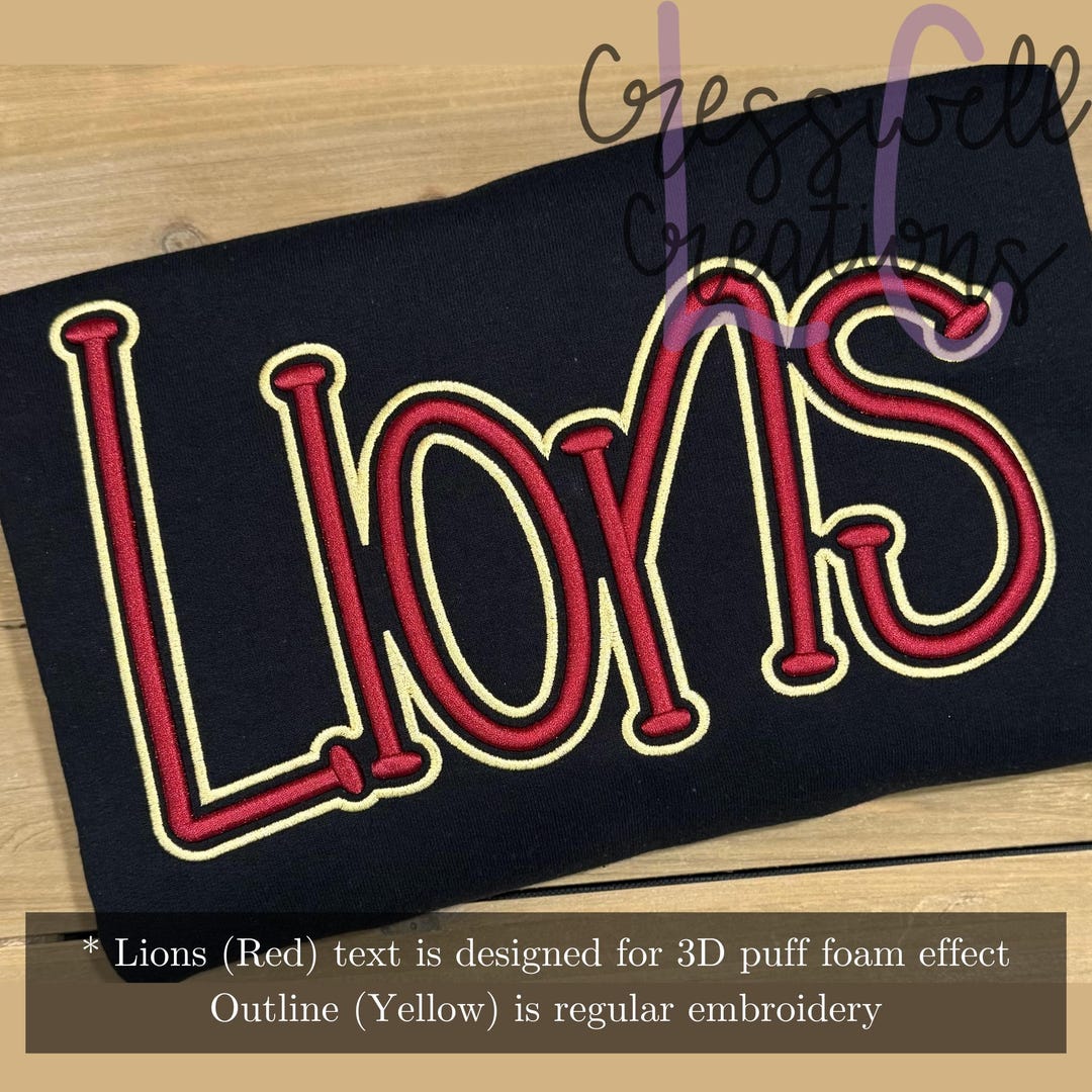 High School Mascot Lions 3D Puff Machine Embroidery Design - Etsy