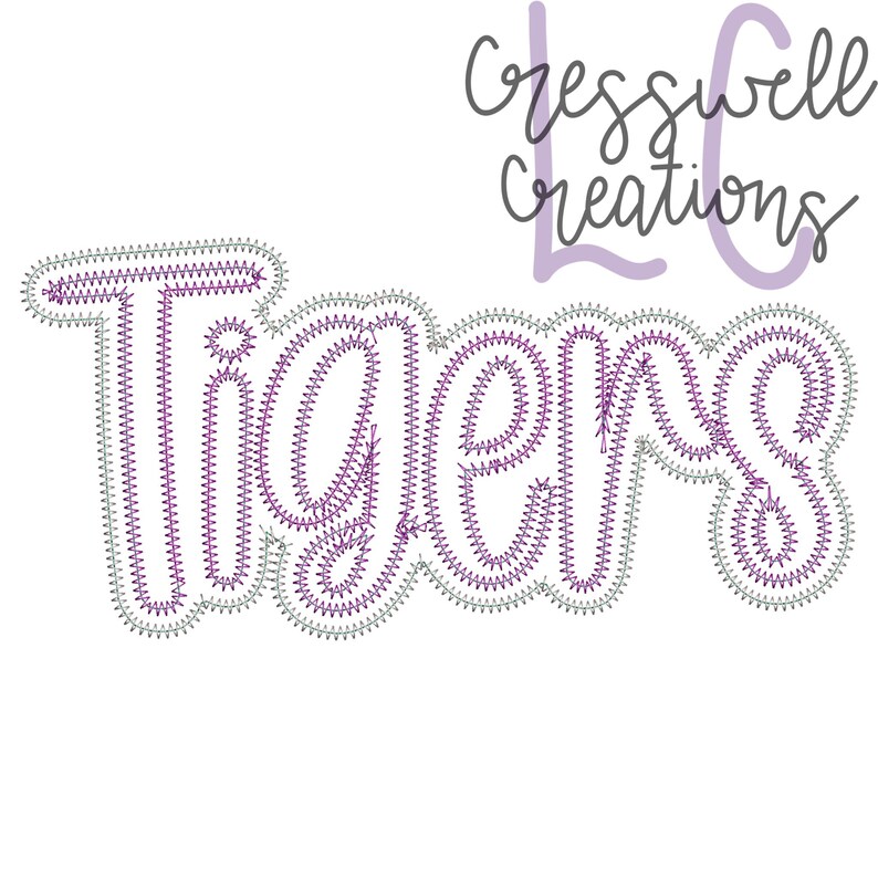 High School Mascot Tigers Zig Zag Stitch Double Applique Machine ...