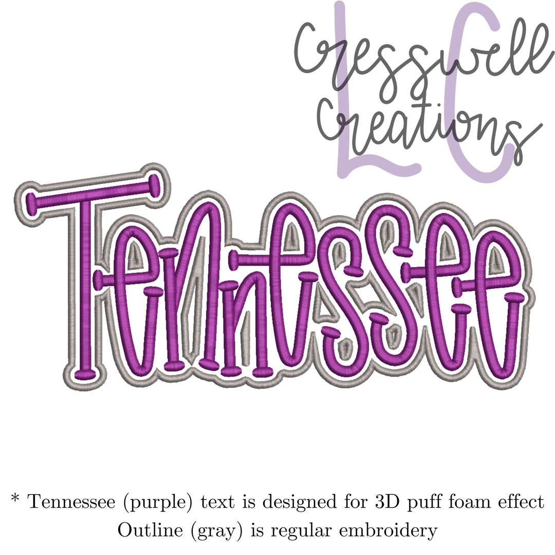 State of Tennessee 3D Puff Machine Embroidery Design - Etsy